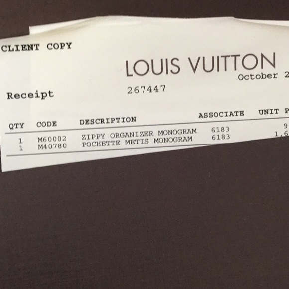 Original Louis Vuitton Receipt | Paul Smith